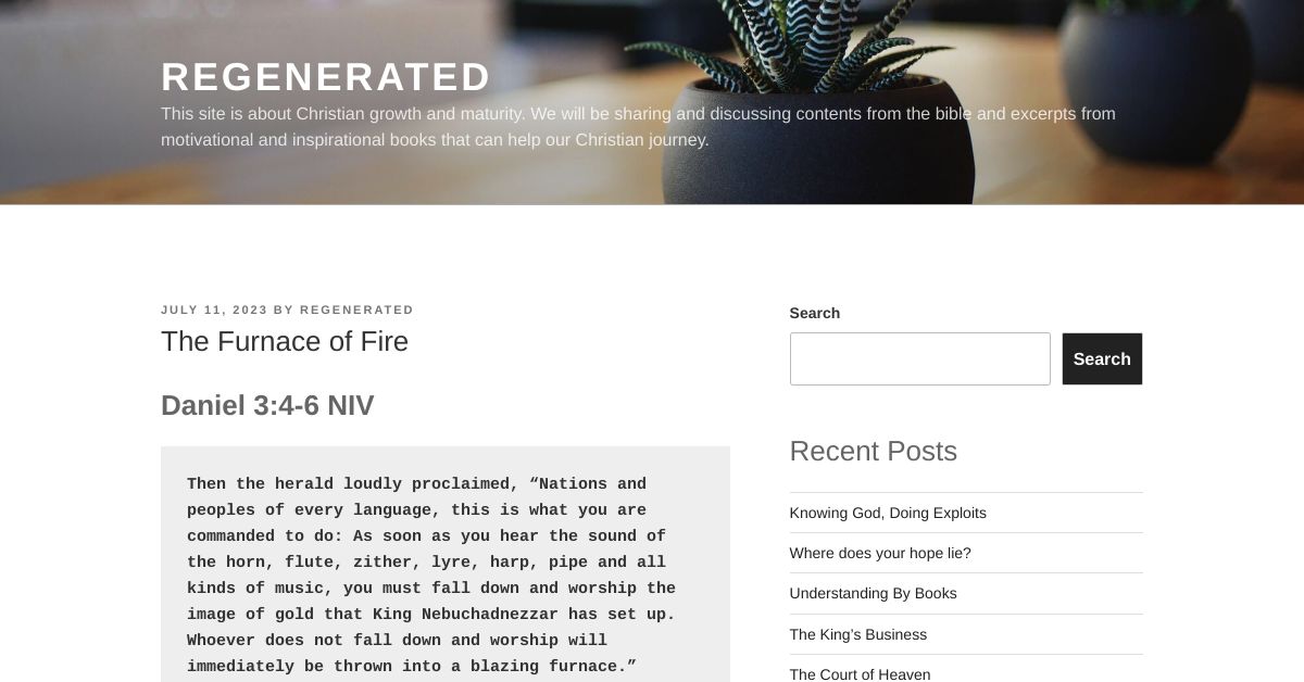 The Furnace of Fire – regenerated